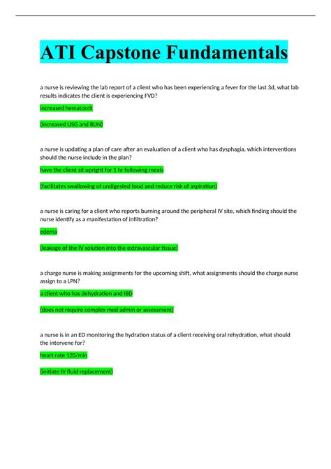 Ati Capstone Fundamentals Ati Rn Fundamentals Stuvia Us