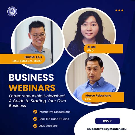 Webinar Series Entrepreneurship Unleashed Stanton University