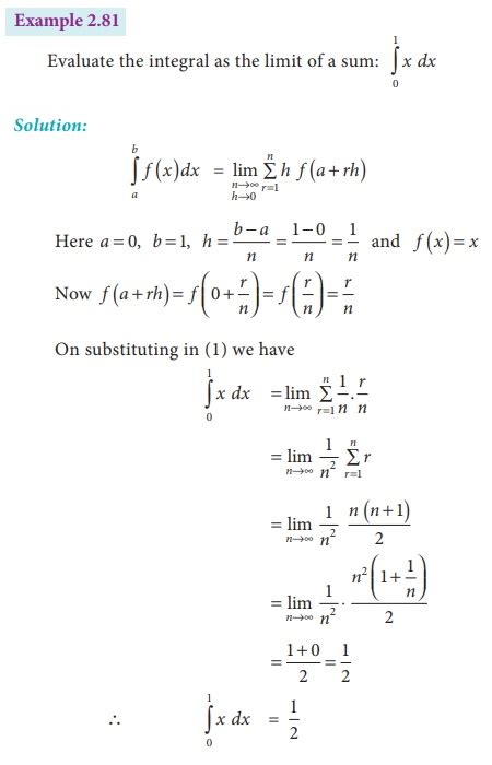Definite Integral As The Limit Of A Sum Exercise And Example Solved Problems With Answer Solution