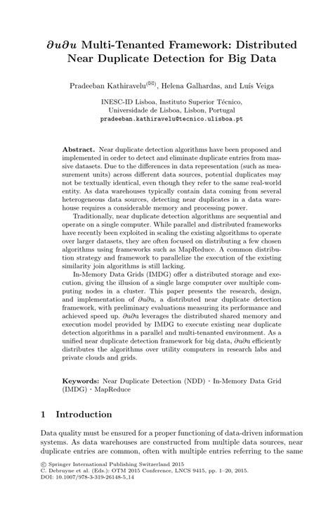 Pdf ∂u∂u Multi Tenanted Framework Distributed Near Duplicate