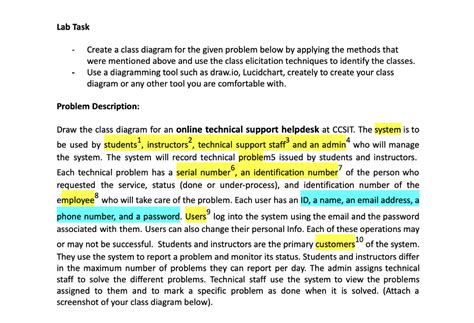 Solved Lab Task Create A Class Diagram For The Given Problem Chegg