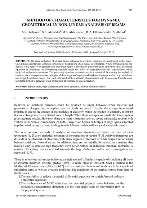 Pdf Method Of Characteristics For Dynamic Geometrically Non Linear