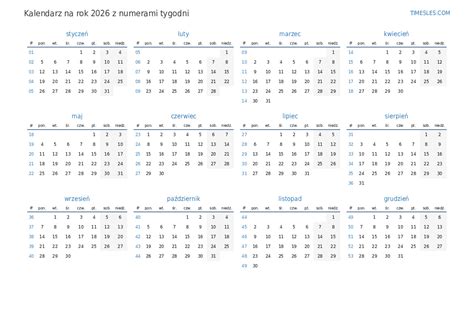17 Tydzień 2026 R Kalendarz