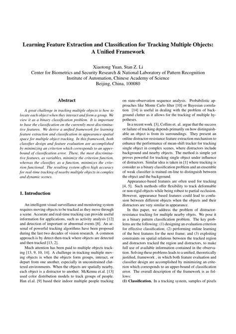 [pdf] Learning Feature Extraction And Classification For Tracking Multiple Objects A Unified