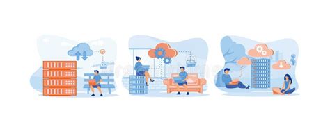 Digital Hosted Storage Cloud Computing Cloud Data Server Stock Vector Illustration Of