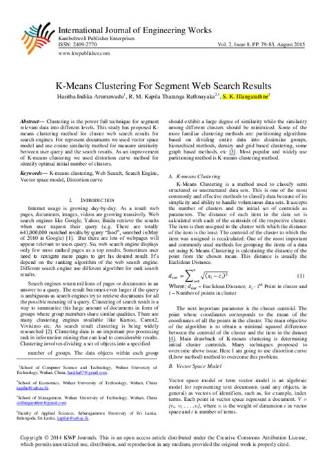 Pdf K Means Clustering For Segment Web Search Results