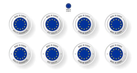 라벨링 유럽에서 제작 흰색 배경에 격리 된 플랫 아이콘입니다 벡터 그림입니다 정보 레이블입니다 벡터 그림입니다 유럽연합기에 대한 스톡 벡터 아트 및 기타 이미지 Istock