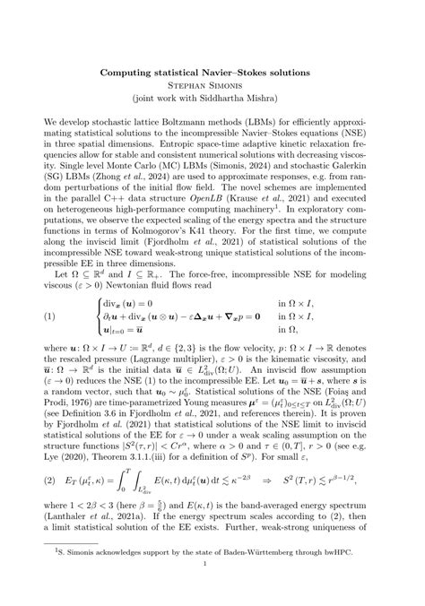 Pdf Computing Statistical Navier Stokes Solutions