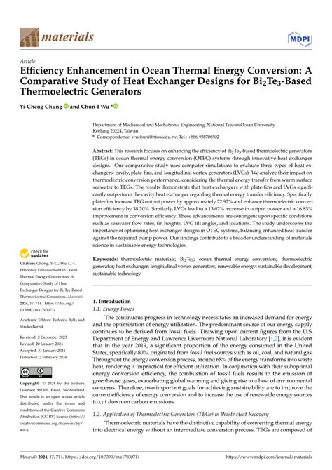 Pdf Efficiency Enhancement In Ocean Thermal Energy Conversion A