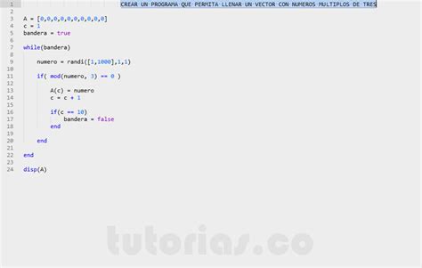 Arrays MatLab Vector Con Multiplos De Tres Tutorias Co