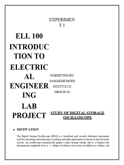 Ell 100 Lab Project Pdf Amplitude Electrical Engineering
