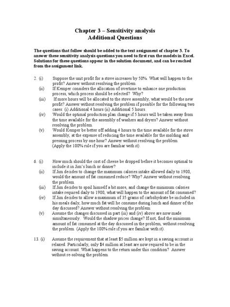 Chapter 3 Sensitivity Analysis Additional Questions Pdf Interest Economics