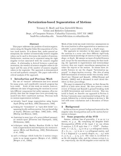pdf factorization based segmentation of motions