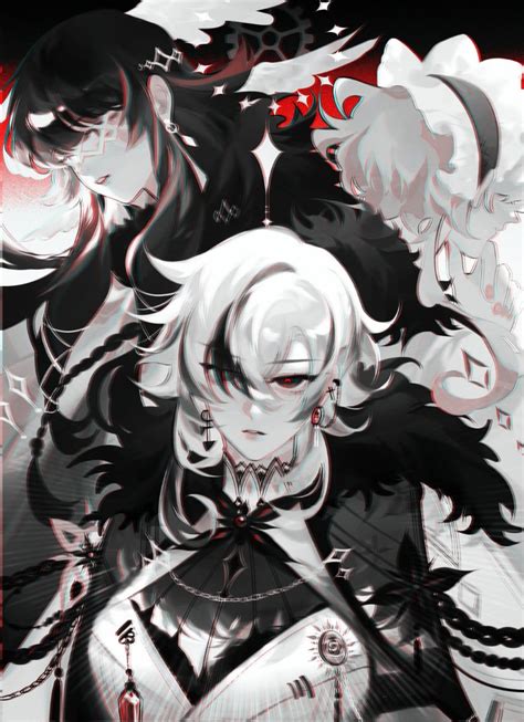 Arlecchino Columbina And Sandrone Genshin Impact Drawn By Yionyi23