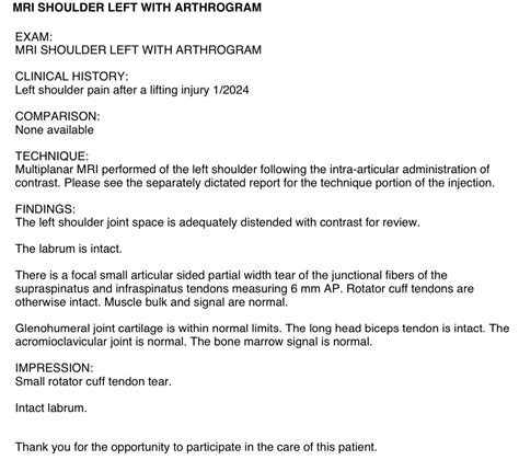 Arthrogram Results Rrotatorcuff
