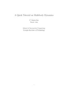 A Quick Tutorial On Multibody Dynamics A Quick Tutorial On Multibody Dynamics Pdf PDF PRO