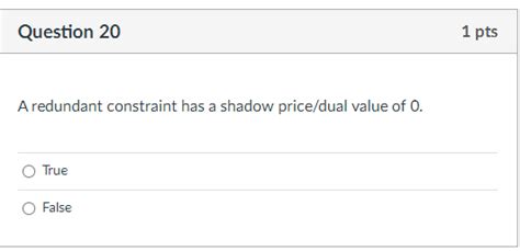 Solved A Redundant Constraint Has A Shadow Pricedual Value