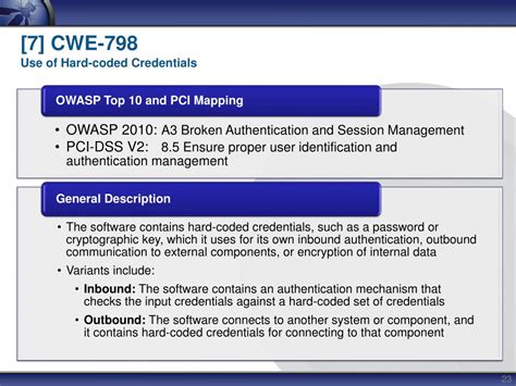 Ppt 2011 Cwe Sans Top 25 With Owasp Top 10 And Pci Dss V2 Mapping Powerpoint Presentation Id
