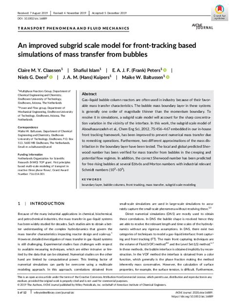 Pdf An Improved Subgrid Scale Model For Front‐tracking Based