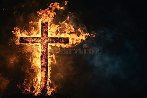 Burning Cross Symbolizing Religious Persecution And Anti Christianity