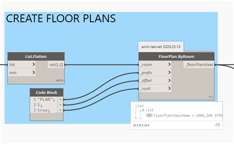 floor plan by room shows below floor revit dynamo