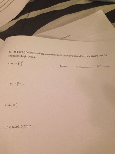 solved describe each sequence recursively include initial