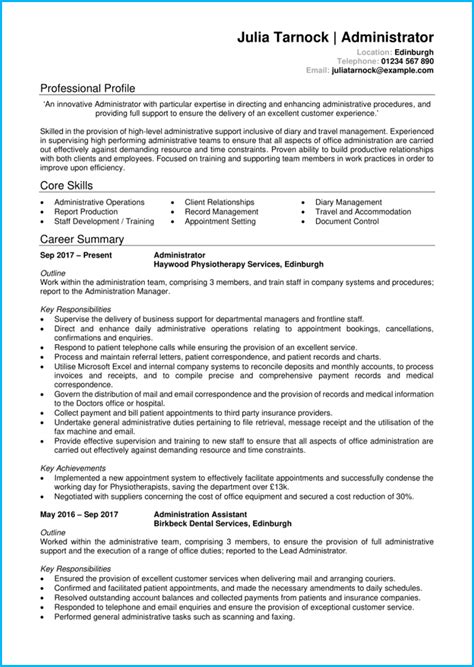 Administrator Cv Example Writing Guide And Cv Template
