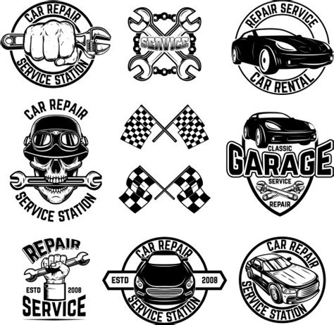Car Service And Garage Symbols Royalty Free Vector Image