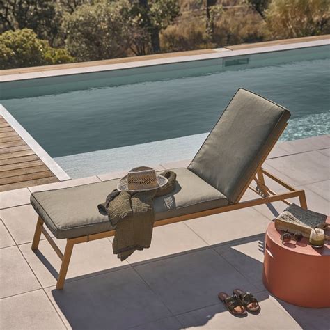Tumbona De Aluminio Efecto Madera Y Tela Plastificada Gris Antracita