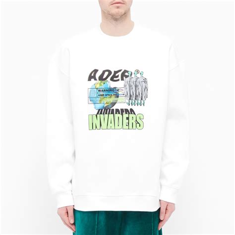 Ader Error Space Invaders Crew Sweat White End Es