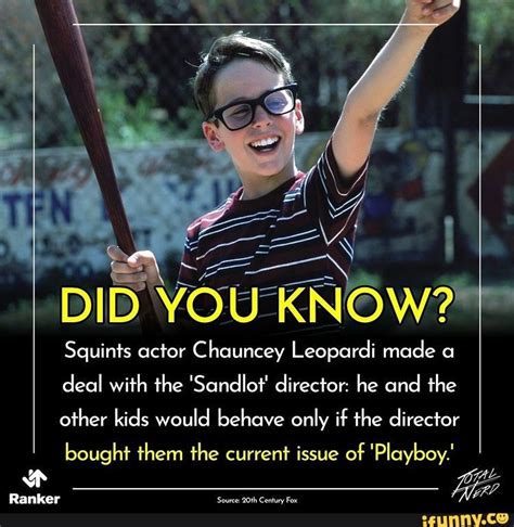 Did You Know Squints Actor Chauncey Leopardi Made A Deal With The Sandlot Director He And