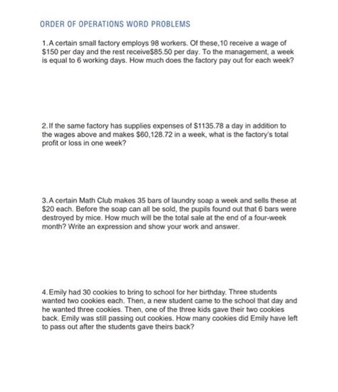 Solved Order Of Operations Word Problems 1 A Certain Small