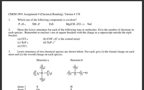 Solved 3 Atom And Ii The Overall Charge On Each Species