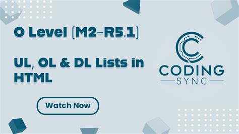 Learn To Use Html Lists In Webpages Unit 3 Part 8 M2 R51 O Level Nielit Youtube