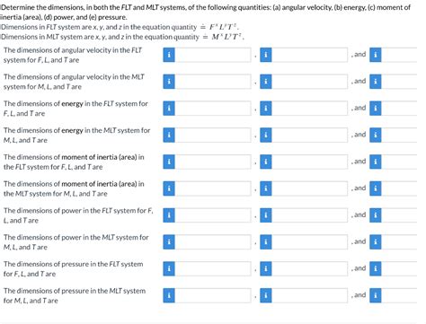 solved determine the dimensions in both the flt and mlt