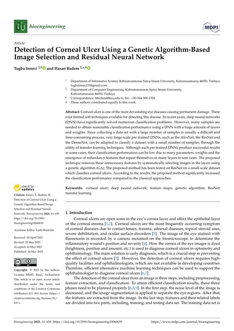 Pdf Detection Of Corneal Ulcer Using A Genetic Algorithm Based Image