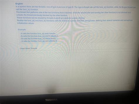 Solved English In A System There Are Two Threads One Of