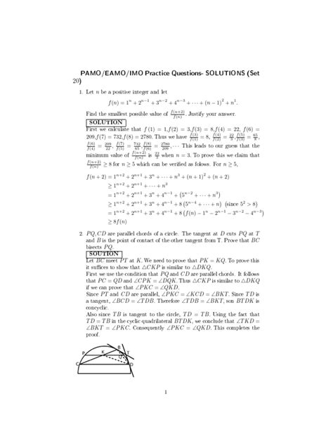 Olympiad Practice Questions Set 20 Solutions Pdf Elementary Geometry Euclidean Geometry
