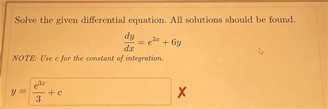 Solved Solve The Given Differential Equation All Solutions Chegg