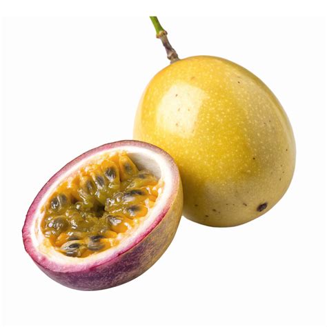 Fresh Passion Fruit Halved With Yellow Peel Featuring Juicy Edible