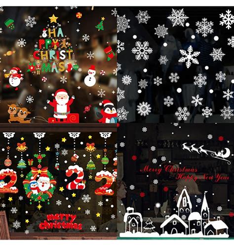 크리스마스 창문 스티커 시트지 윈도우 데코 유리창 트리 눈결정체 장식 레터링 벽트리 눈꽃 티몬