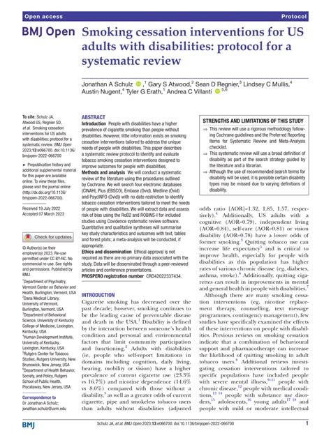 Pdf Smoking Cessation Interventions For Us Adults With Disabilities