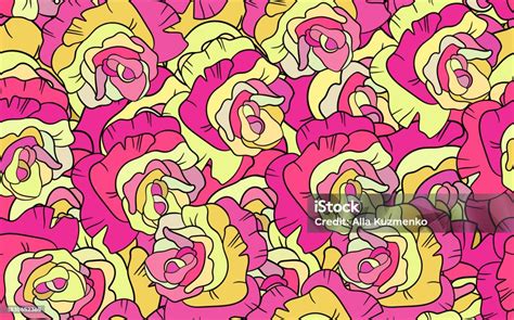 빨간 장미와 봄 다채로운 벡터 일러스트레이션 만화 스타일 직물 섬유 종이를위한 디자인 부활절 생일 8 행진을위한 휴일 인쇄 나뭇잎이있는 꽃 3월에 대한 스톡 벡터 아트 및