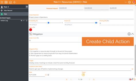 create a record with an action field softools