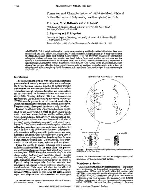Pdf Synthesis And Characterization Of Sulfide Copolymers