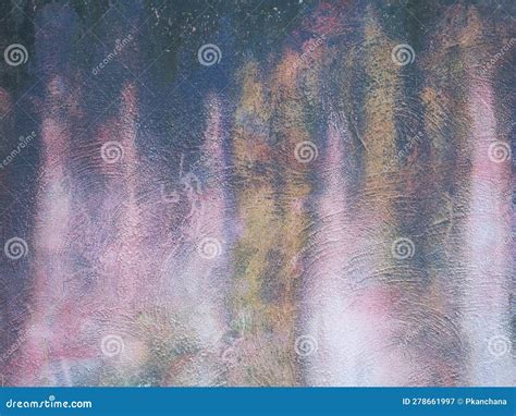 Colorful Gas Stain On Wet Asphalt Oil Stain Caused By A Leak Under A