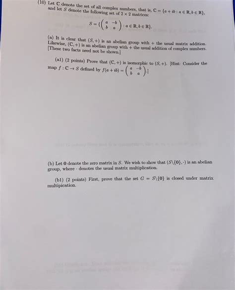 Solved Let C Denote The Set Of All Complex Numbers Chegg