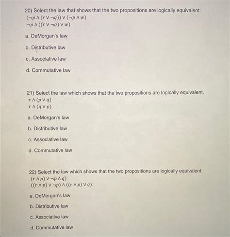 Solved 20 Select The Law That Shows That The Two