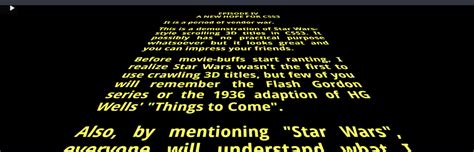 Scrolling Star Wars Text In 3d With Css3 Onaircode