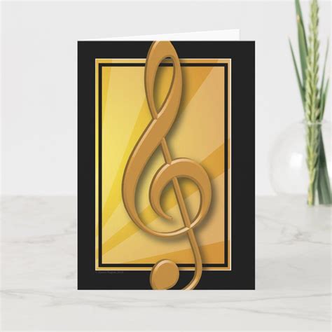 Classy Black And Gold Treble Clef Card Zazzle